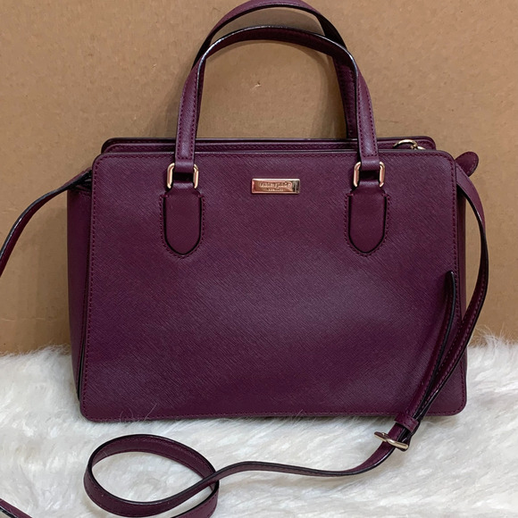 kate spade | Bags | Kate Spade Deep Plum Purple Saffiano Leather Laurel ...